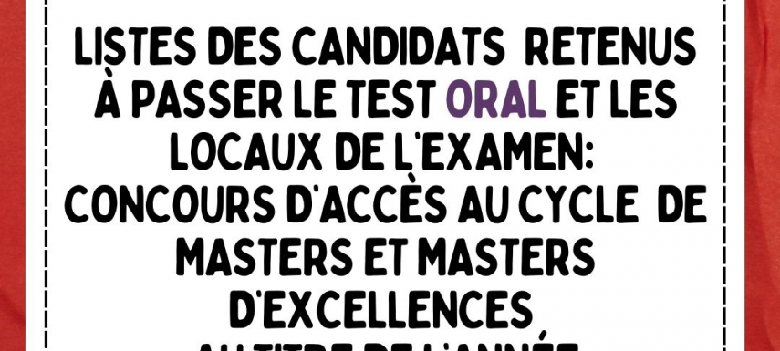 Listes des retenus à passer les tests oraux Masters 2024_2025